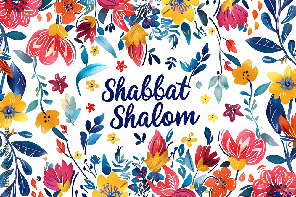 Shabbat Shalom or Shabbat of peace in Hebrew. Hand written text on ...