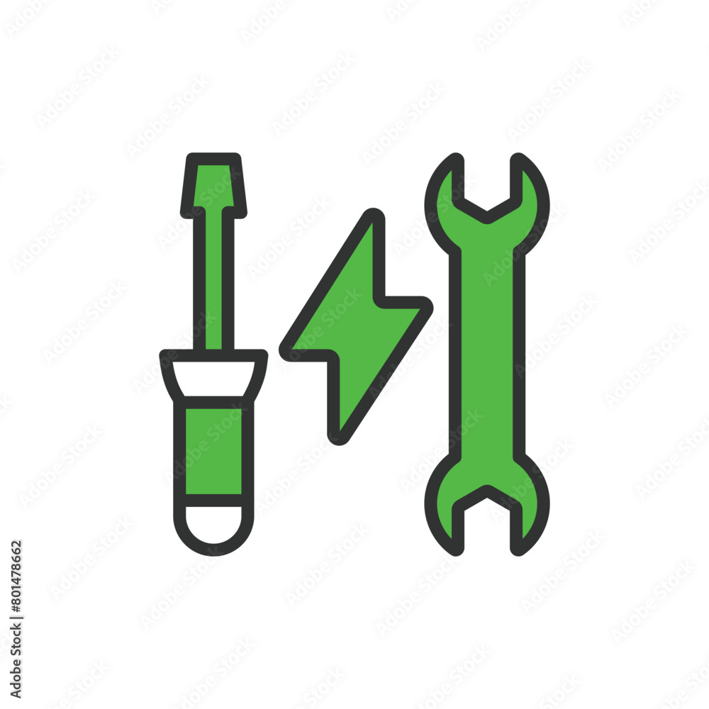 Maintenance, in line design, green. Maintenance, Repair, Service, Fix ...