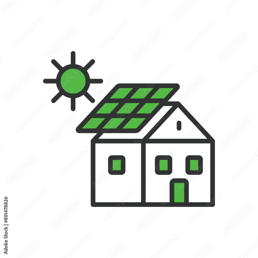 Rooftop solar panel, in line design, green. Rooftop solar panel, solar ...