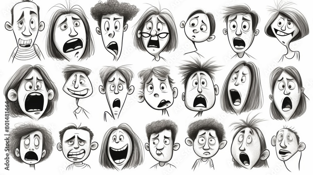 big collection of various people s facial emotion expression, happy ...
