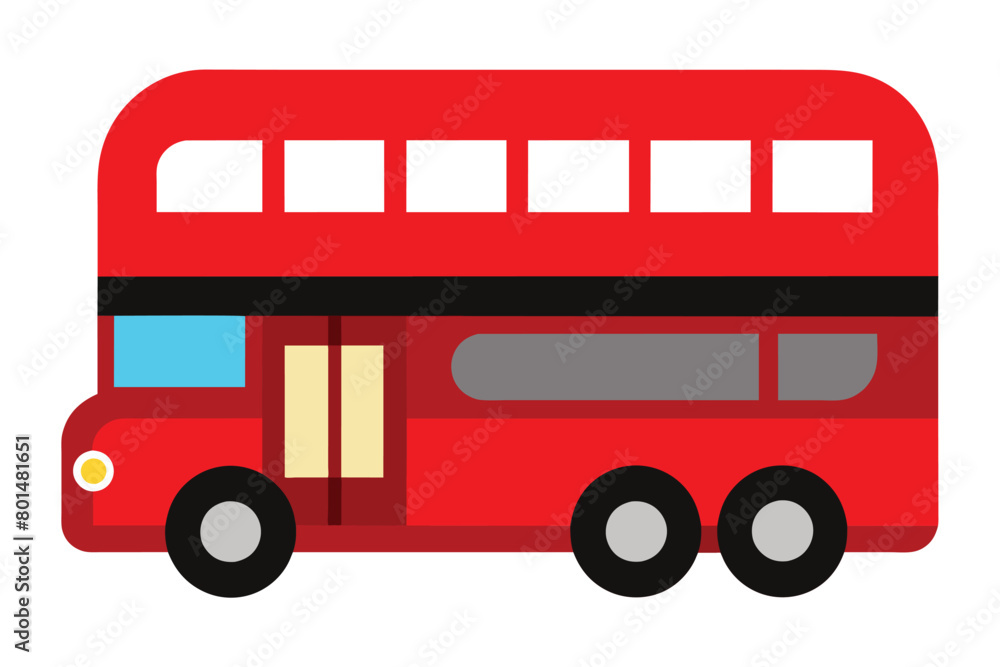 Red London bus icon cartoon vector. Tourist side truck. Back cab wheel ...