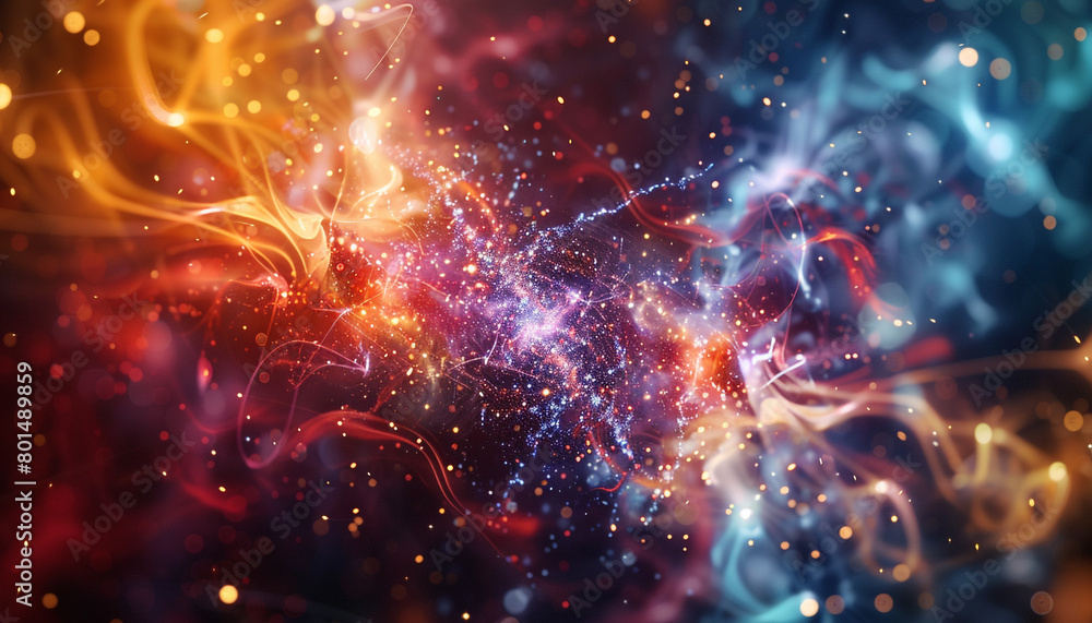 Virtual particles colliding in an energy experiment, depicted in a ...