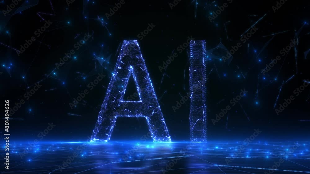AI Blue Holographic Typography Icon Animation, Artificial Intelligence ...