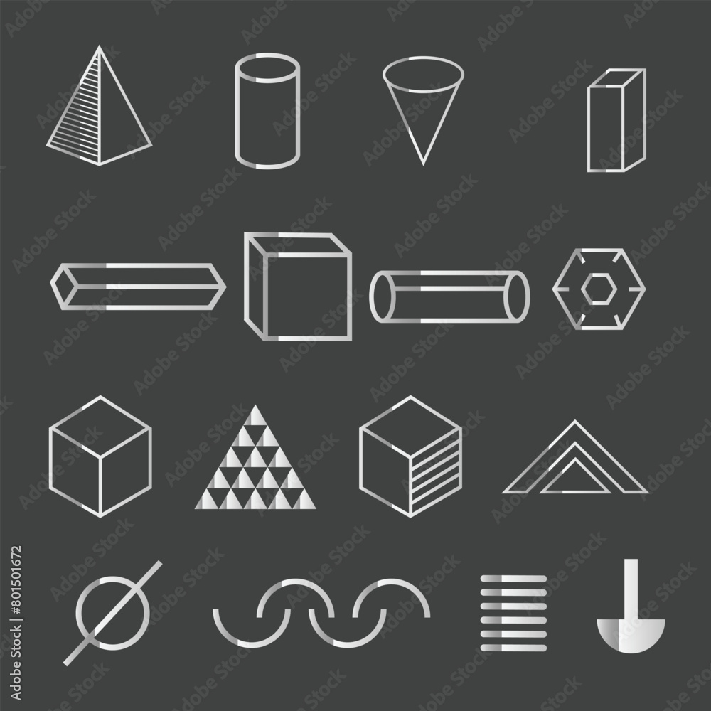 Vector Set of 3D Geometric Shapes Illustration Stock Vector | Adobe Stock