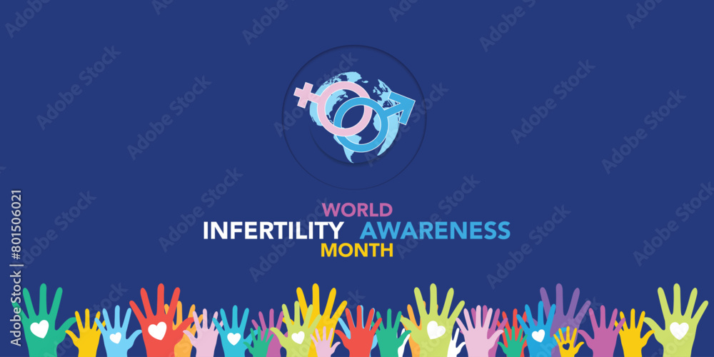 June is World Infertility Awareness Month vector. Pink and blue ...