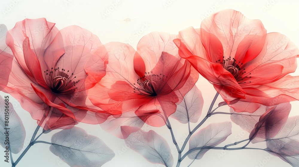 Red red flower background modern. Wall art design with watercolor art ...
