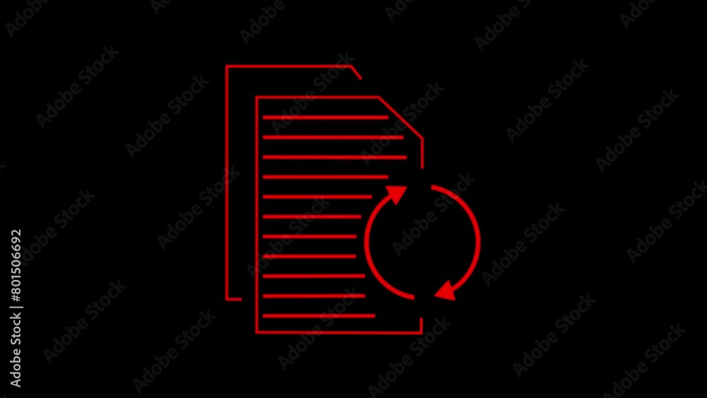 Animated document flow white icon. Loading digital file line animation ...