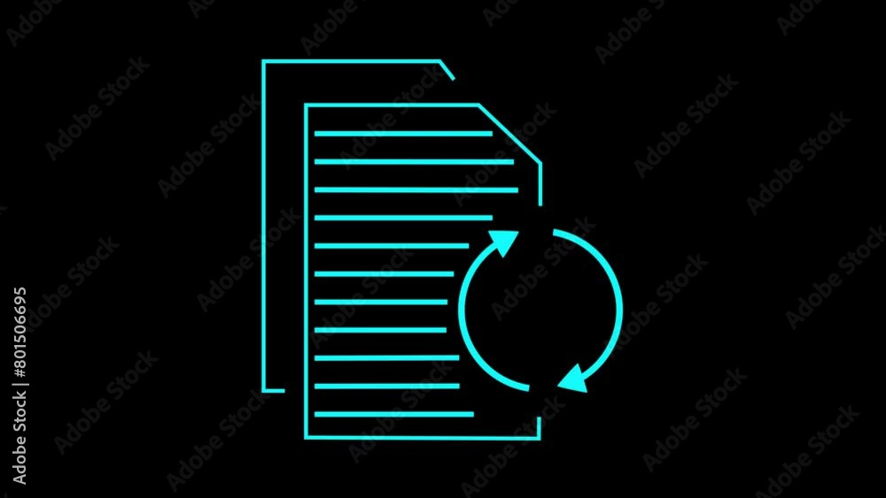 Animated document flow white icon. Loading digital file line animation ...
