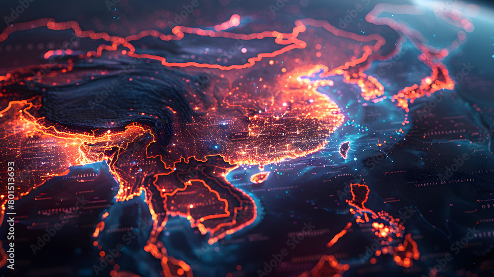 Asia Map: A Digital Journey Through Culture and Innovation Stock ...