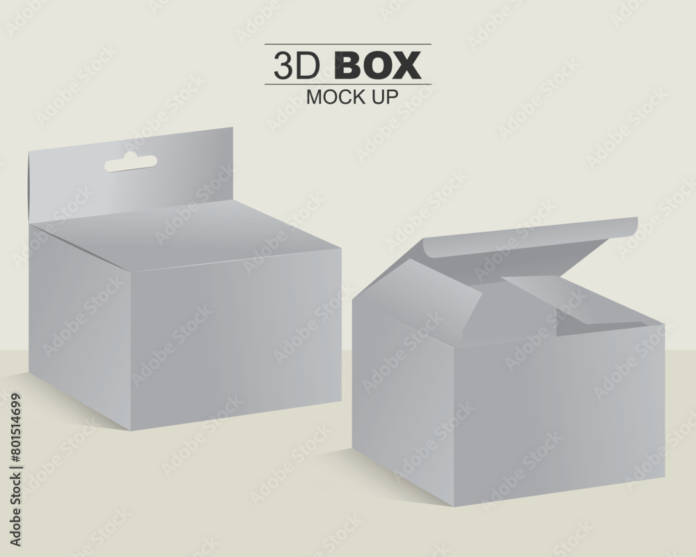 Hanging and Normal Packaging Box Mockup - White Product Package Box ...