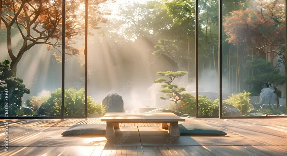 Vidéo Stock Looping virtual backgrounds for cozy Japanese living room ...