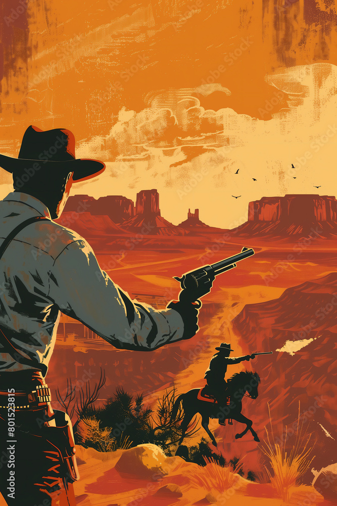American cowboy outlaw gunslinger in the Wild West frontier of Texas ...