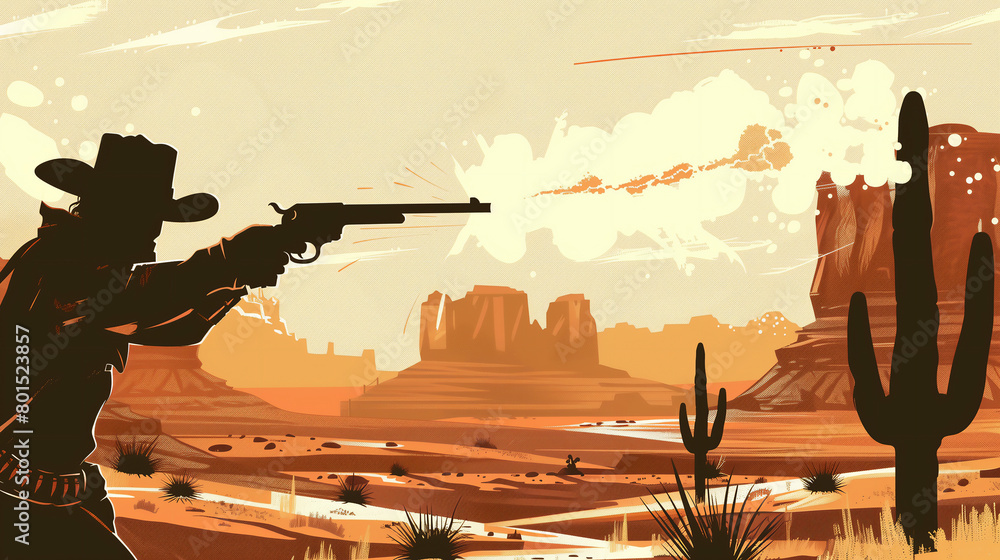 American cowboy outlaw gunslinger in the Wild West frontier of Texas ...