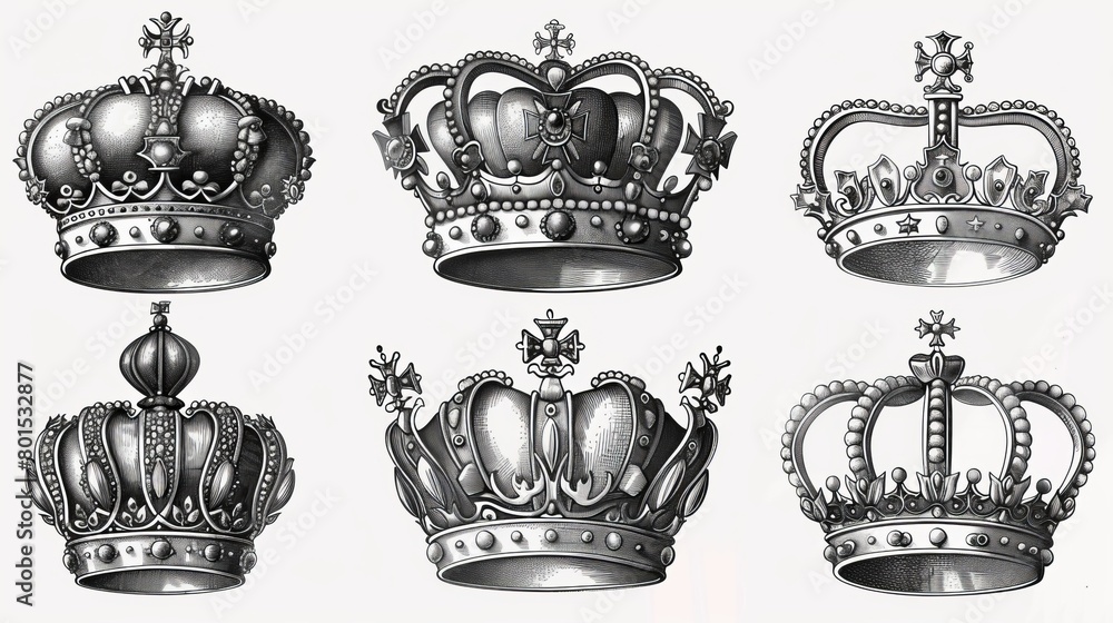 Modern illustration set of elegant coronation symbols and monarchy ...