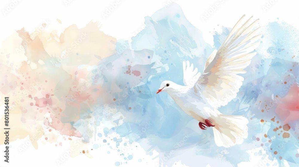 white dove of peace flying on soft watercolor background symbol of hope ...