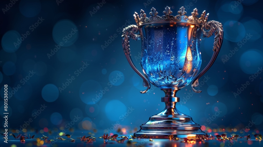 Trophy award shining with light. Realistic prize for winner in ...