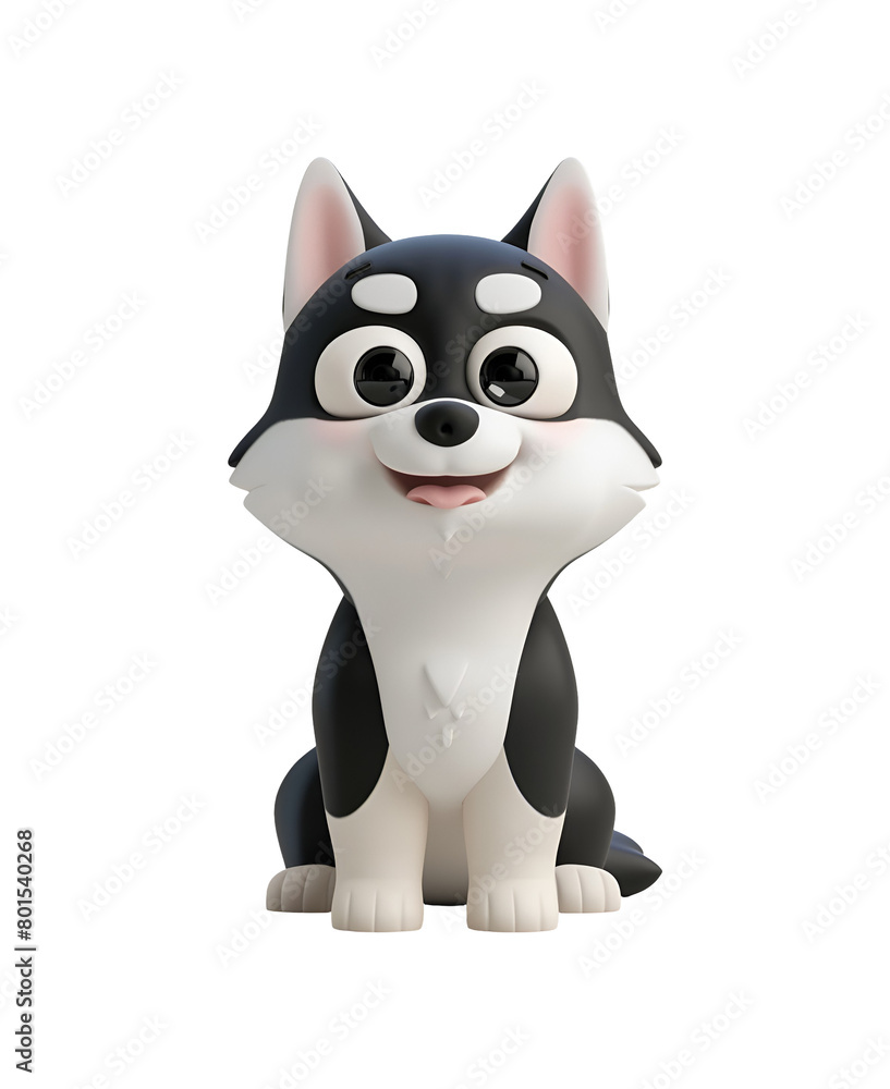 Siberian Husky Dog Rendered in 3D Cute Chibi Cartoon Style, Isolated on ...