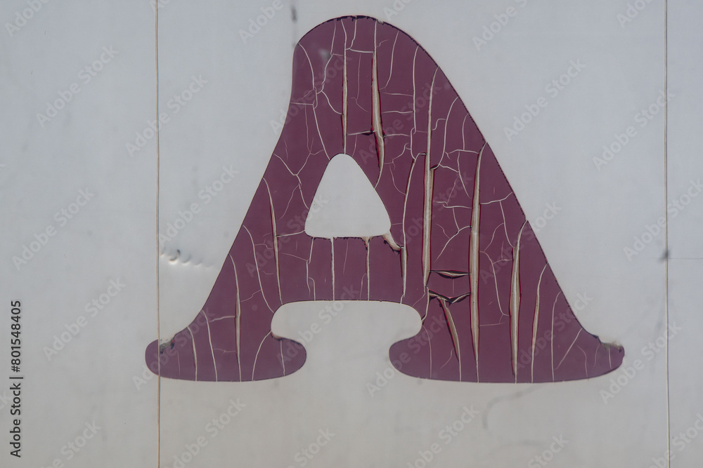 Fading A. Red Letter Vanishing. White background. First letter of the ...