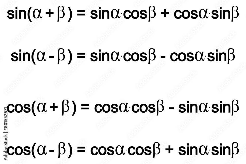 Addition formulas for the sine and cosine functions Stock Vector ...