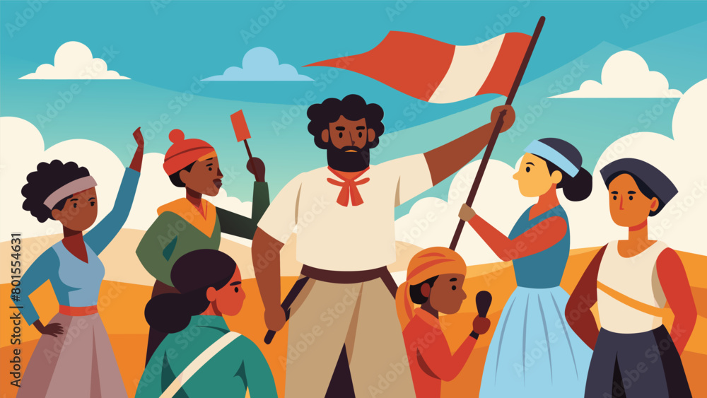 People of all ages participate in a reenactment of a slave revolt ...