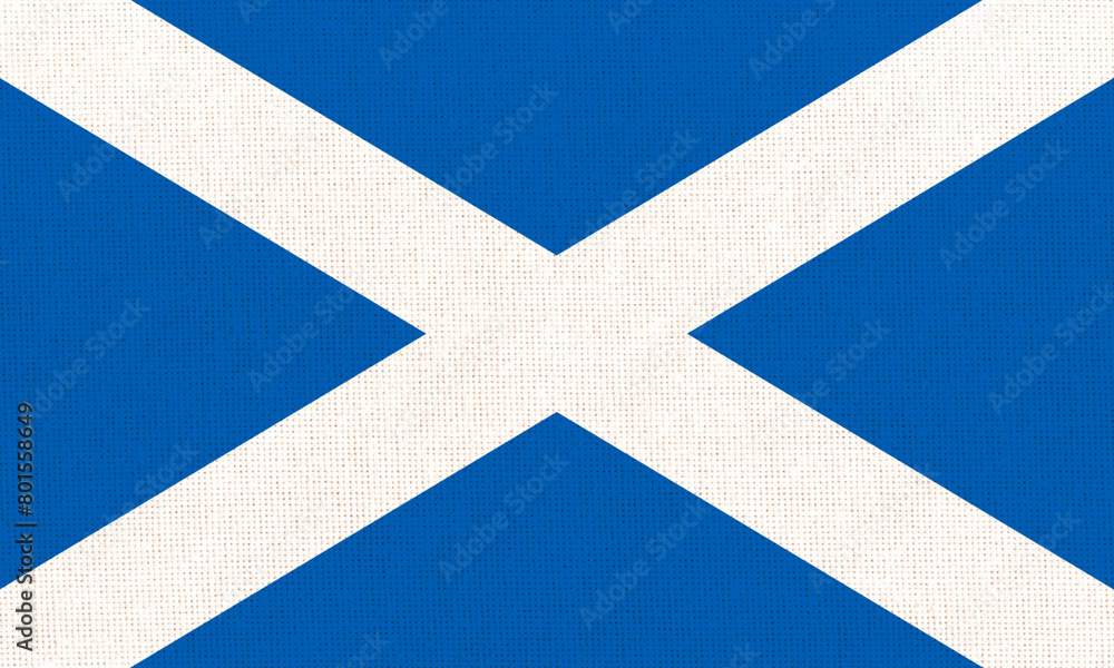 Flag of Scotland. official flag of Scotland on fabric. Scottish ...