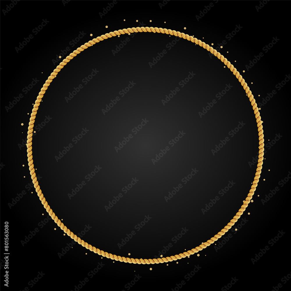 Gold twisted rope circle frame. Round rope border. Stock Vector | Adobe ...