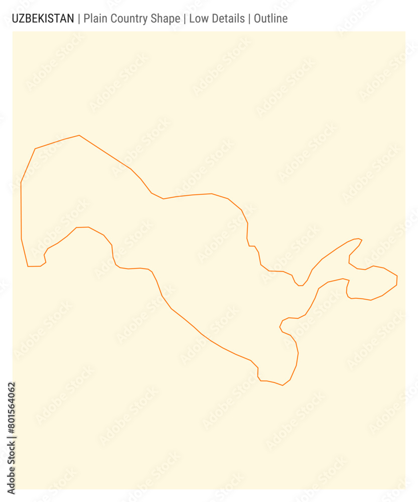 Uzbekistan plain country map. Low Details. Outline style. Shape of ...