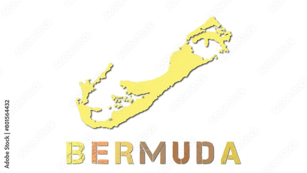 Bermuda map with paper regions. Animated island map growing from ...