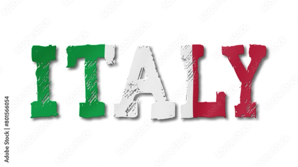 Italy Text with the Flag Waving Inside. Seamless Loop Animation on ...
