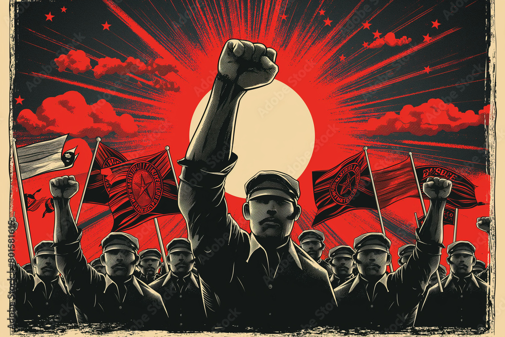 Union Strength: A powerful depiction of workers standing in solidarity ...