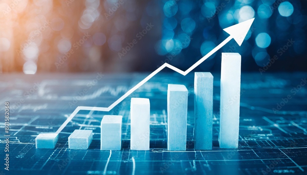 graph and health on blue abstract background the blue color and blur ...