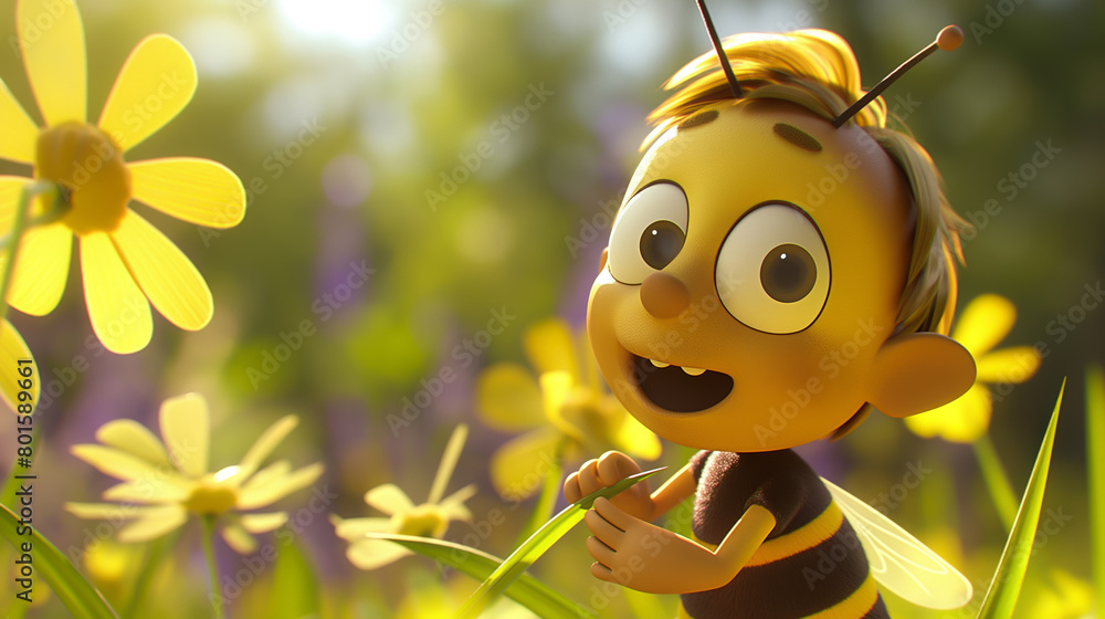 Delightful 3d-rendered image of an adorable cartoon bee with a ...