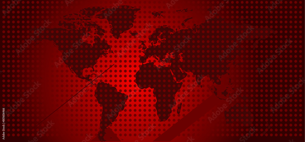 Red map of world, continents, travel - vector illustration, background ...
