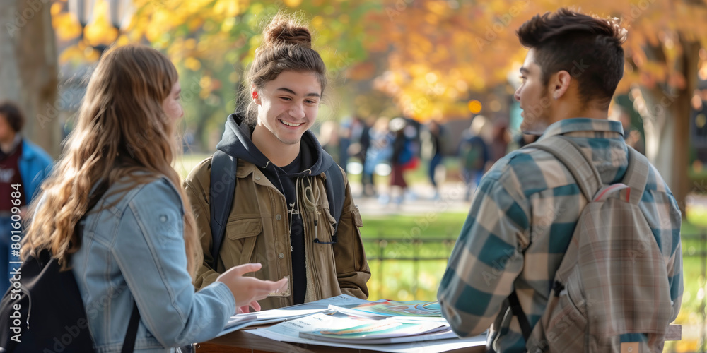 Mental health awareness campaign booth at a college campus, with ...