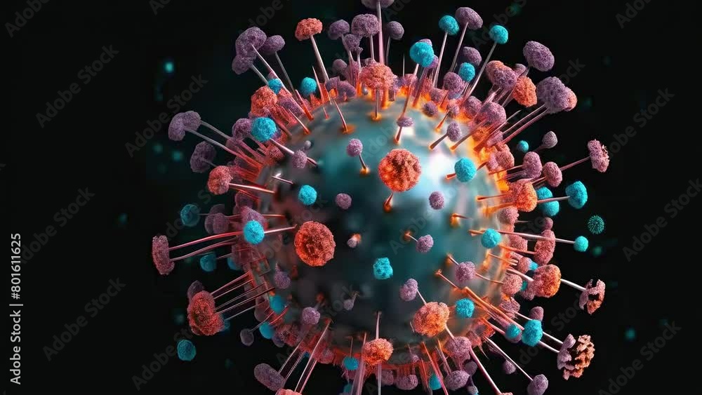 A detailed portrayal of an immune response, featuring vibrant ...