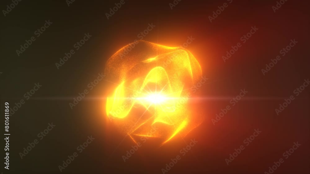 Yellow energy magic sphere round high-tech digital ball core of light ...