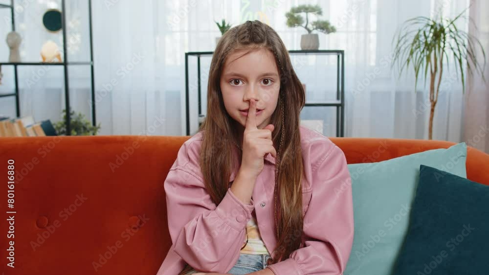 Vídeo do Stock: Shh be quiet please. Portrait of preteen girl child ...