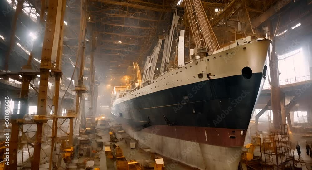 Classic photo depicts the grandeur of Titanics construction in 1910 ...