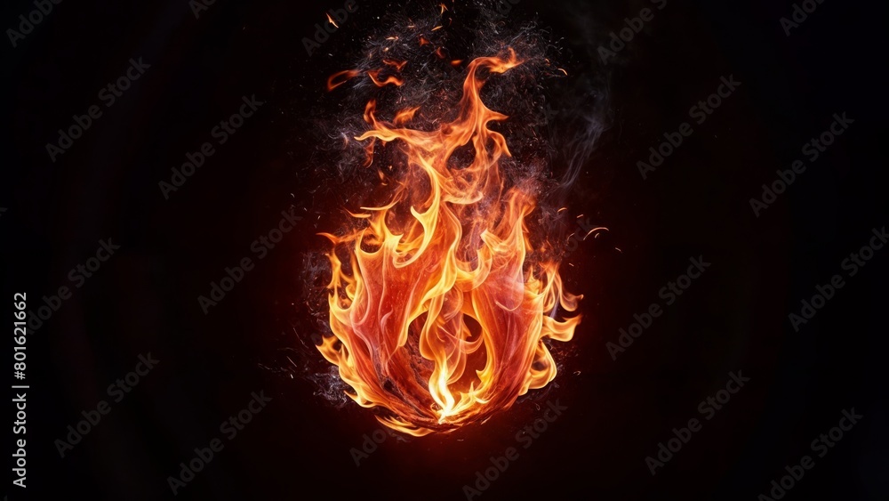Close-up of a Single Flame, Black Backdrop, Hyperrealistic fire flames ...