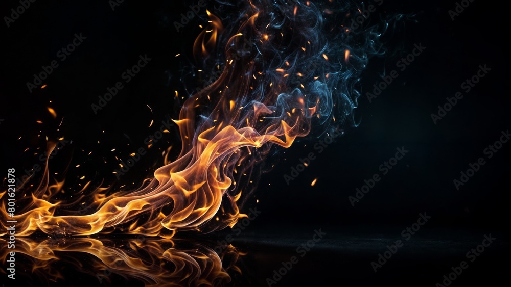 Close-up of a Single Flame, Black Backdrop, Hyperrealistic fire flames ...