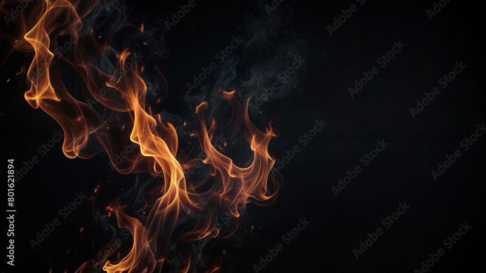 Close-up of a Single Flame, Black Backdrop, Hyperrealistic fire flames ...
