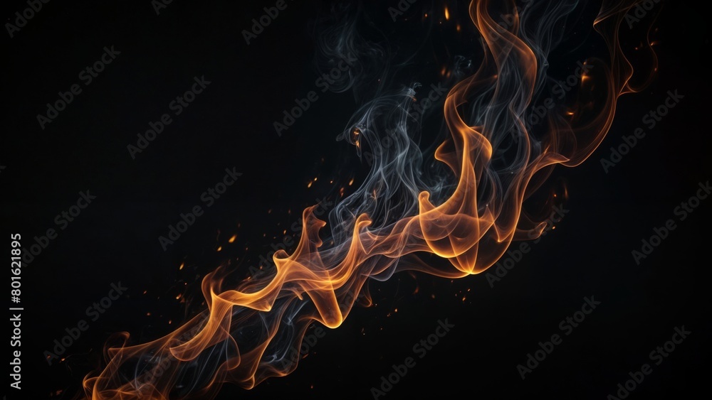Close-up of a Single Flame, Black Backdrop, Hyperrealistic fire flames ...