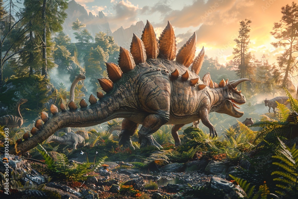 Witness the grace and beauty of a Stegosaurus as it uses its spiked ...