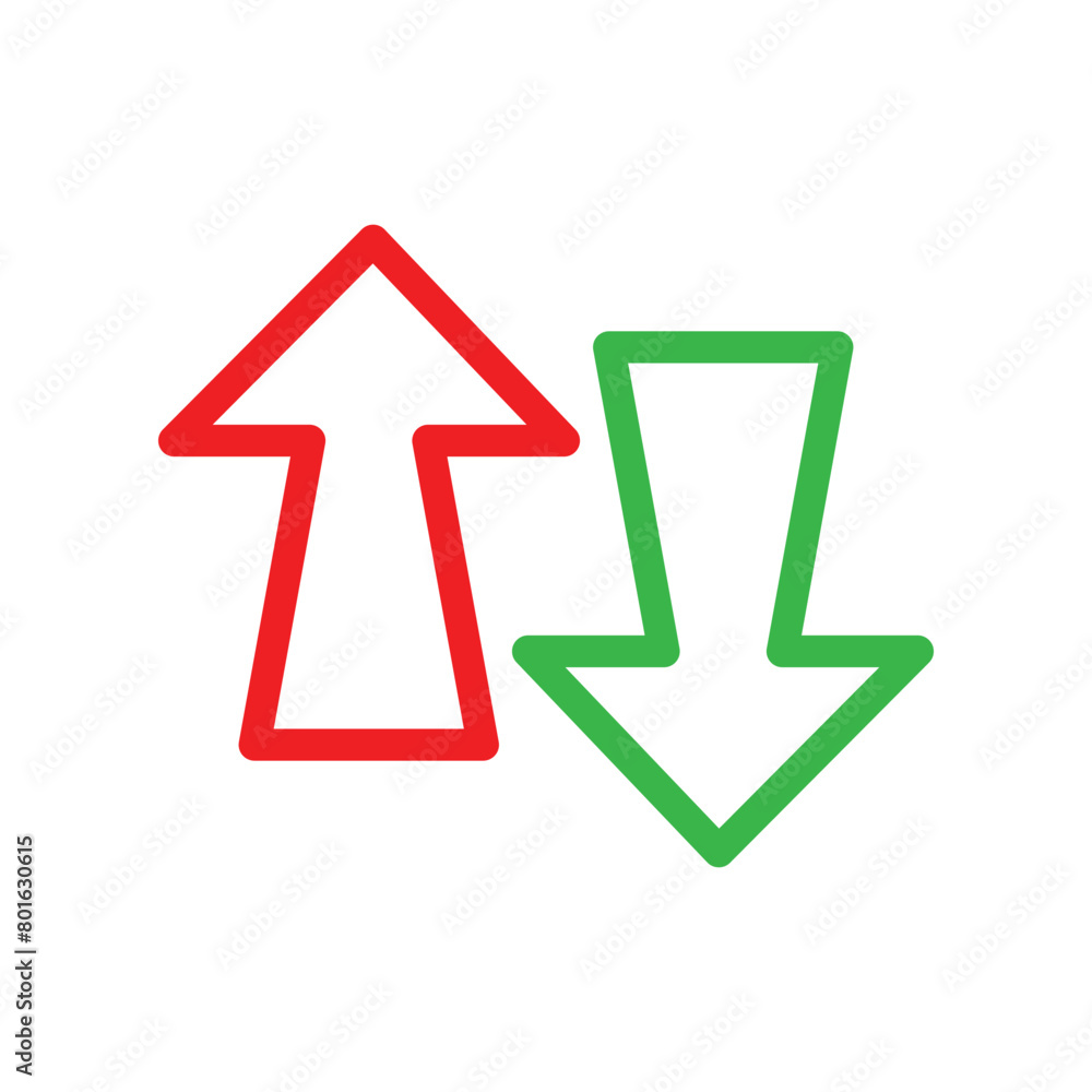 Vetor de Realistic red up and green down arrow icon. Green Up and Red ...