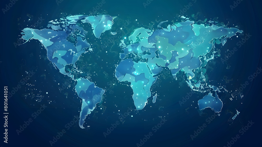 Stylized World Map in Soft Color Palette for Education Stock ...