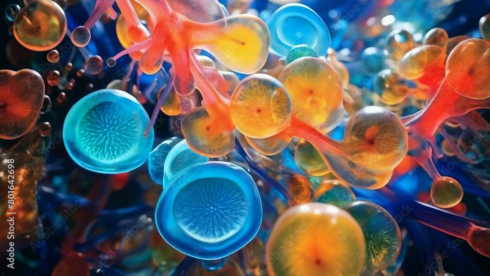 A stunning and colorful representation of cell structures in an ...