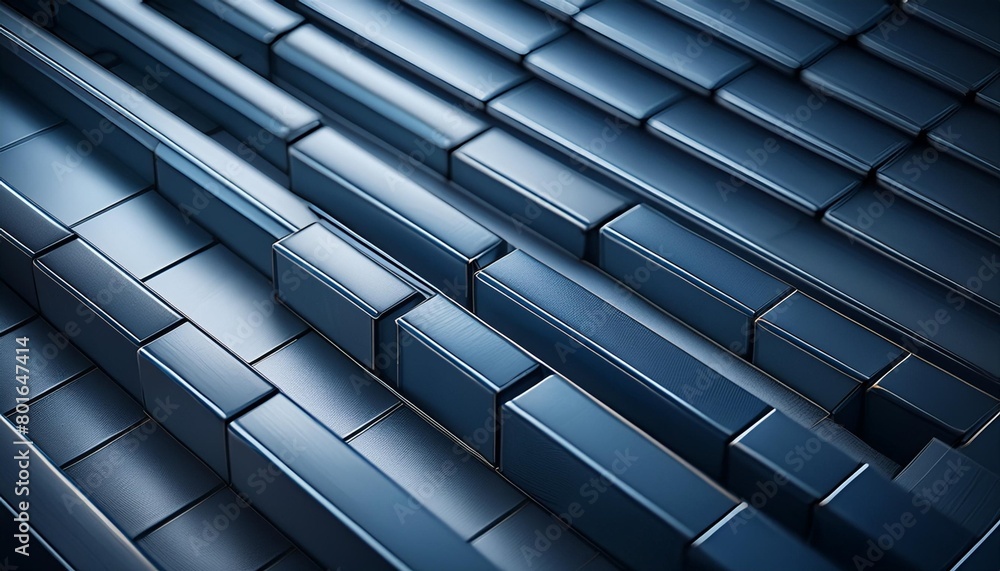 dark blue long cuboids in metallic shining effect laying oblique in ...