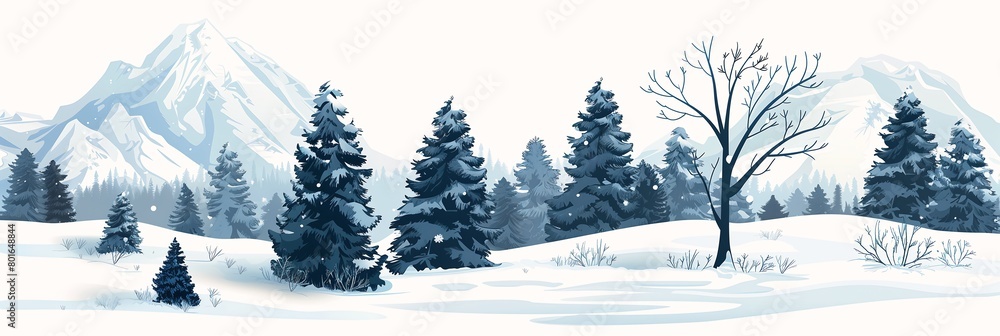 cartoon illustration snowy mountain landscape trees snow young rhodes ...