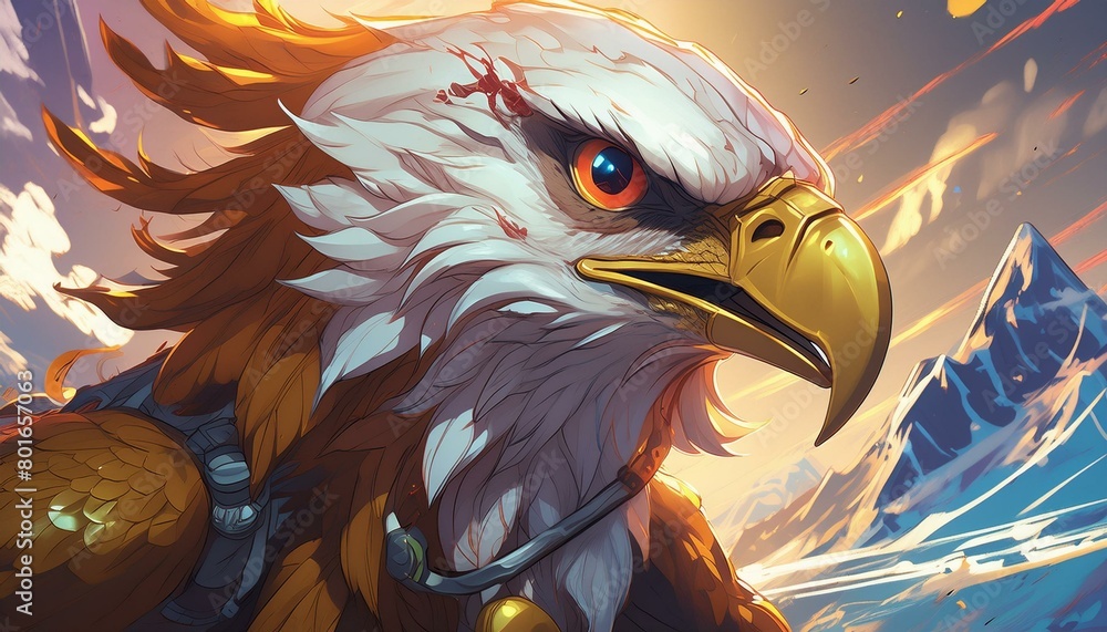 ai generative of eye and head of the eagle; anime Stock Illustration ...