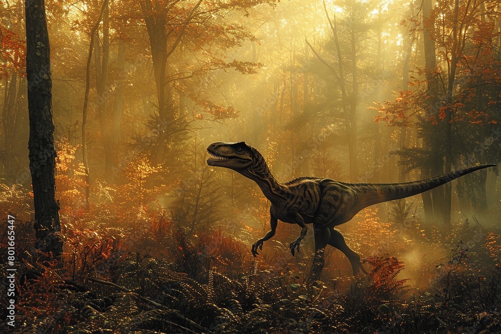 A professional photo captures the Velociraptor dinosaur in its natural ...